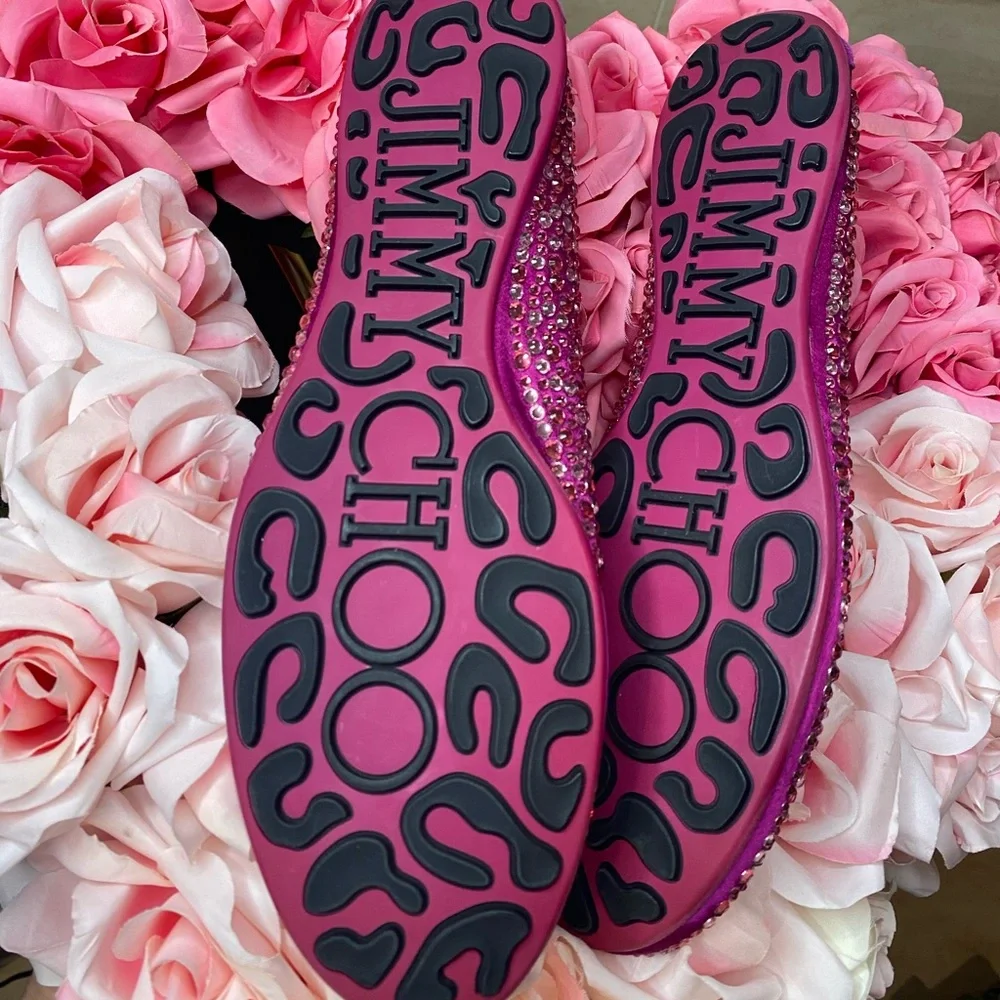 Jimmy Choo | Shoes | Jimmy Choo Pink Crystal Embellished Ballet Flats ...